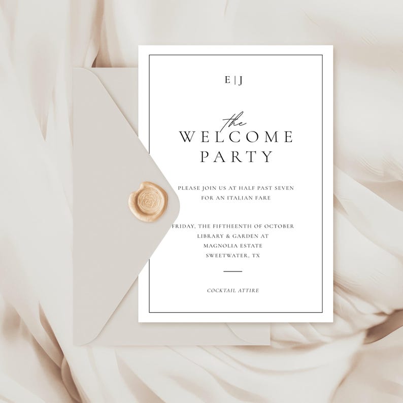 Welcome Party Invite, Monogram Wedding Template, Custom Rehearsal ...