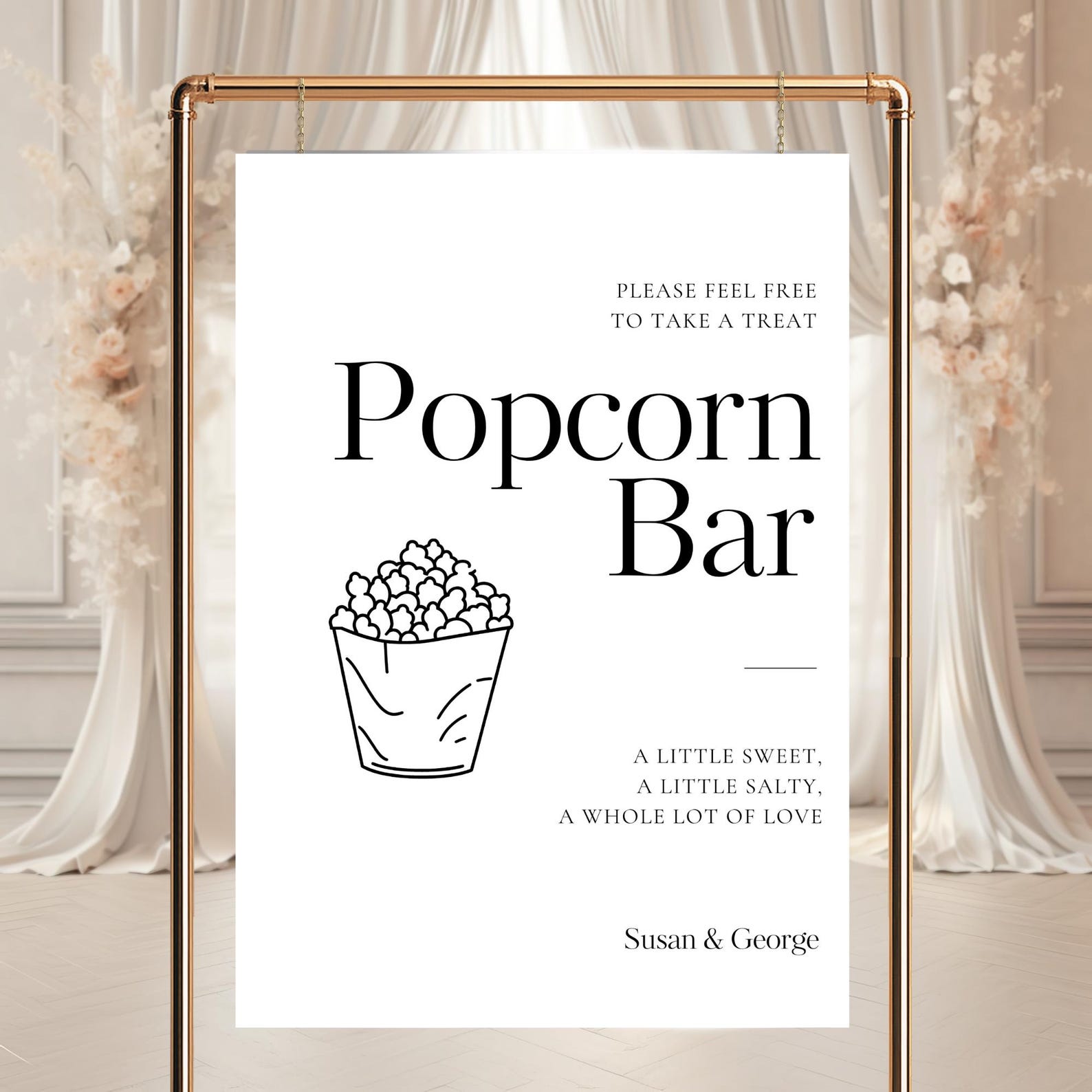 Minimal Popcorn Bar Sign, Printable Party Decor, Instant Download Canva ...