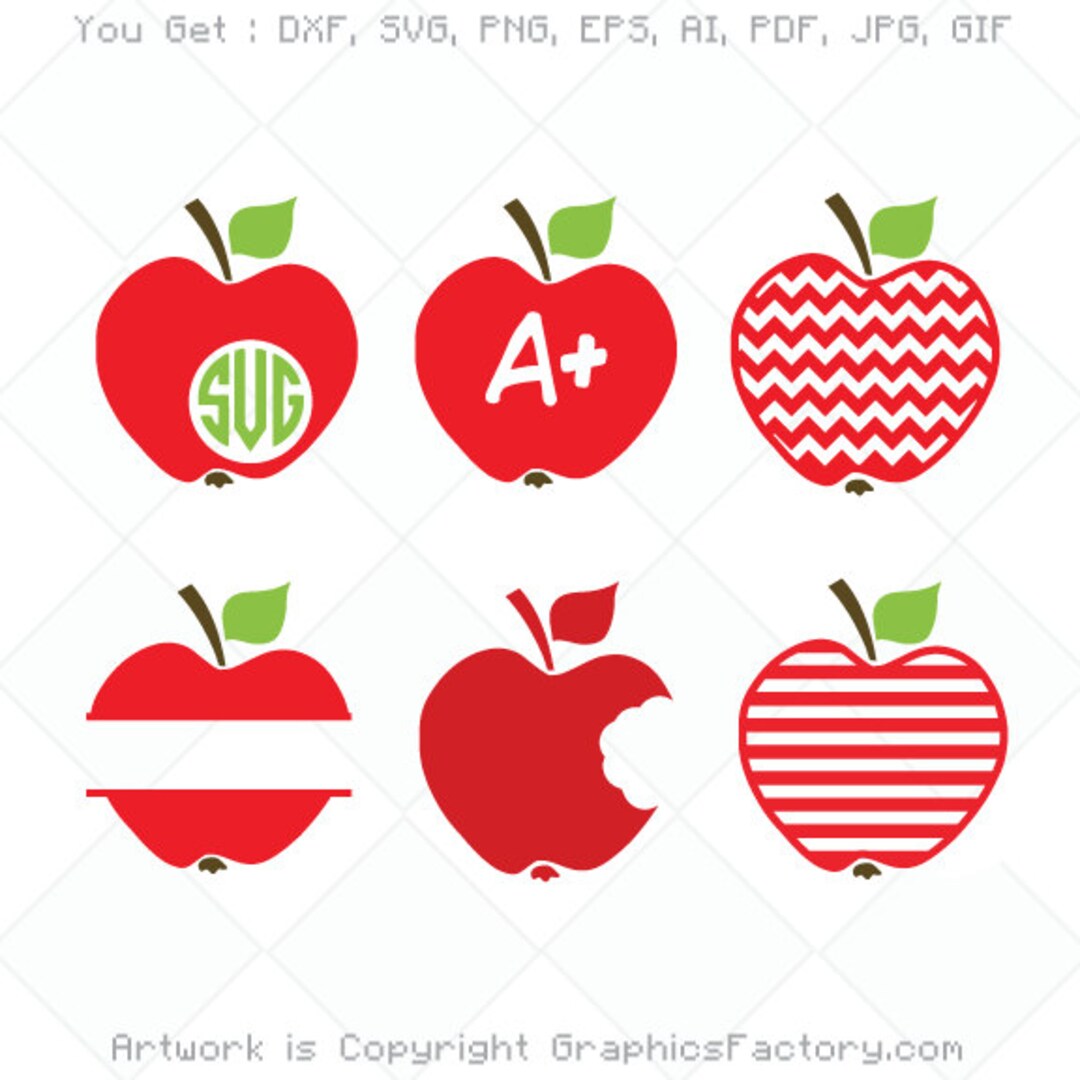 Teacher SVG Apple Cutting Files, SVG Cut Table Design, Svg, Dxf, Png ...
