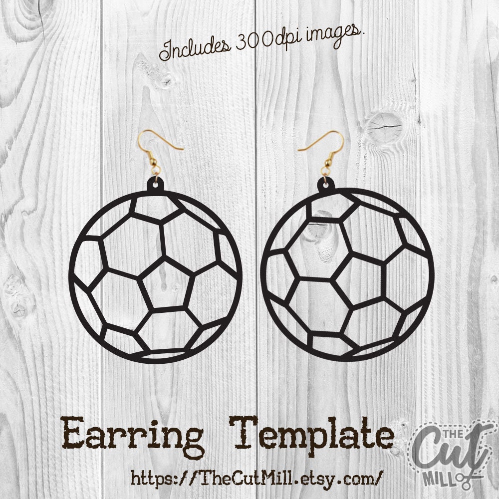 Soccer Ball Earring Template SVG File Leather Soccer Earring | Etsy
