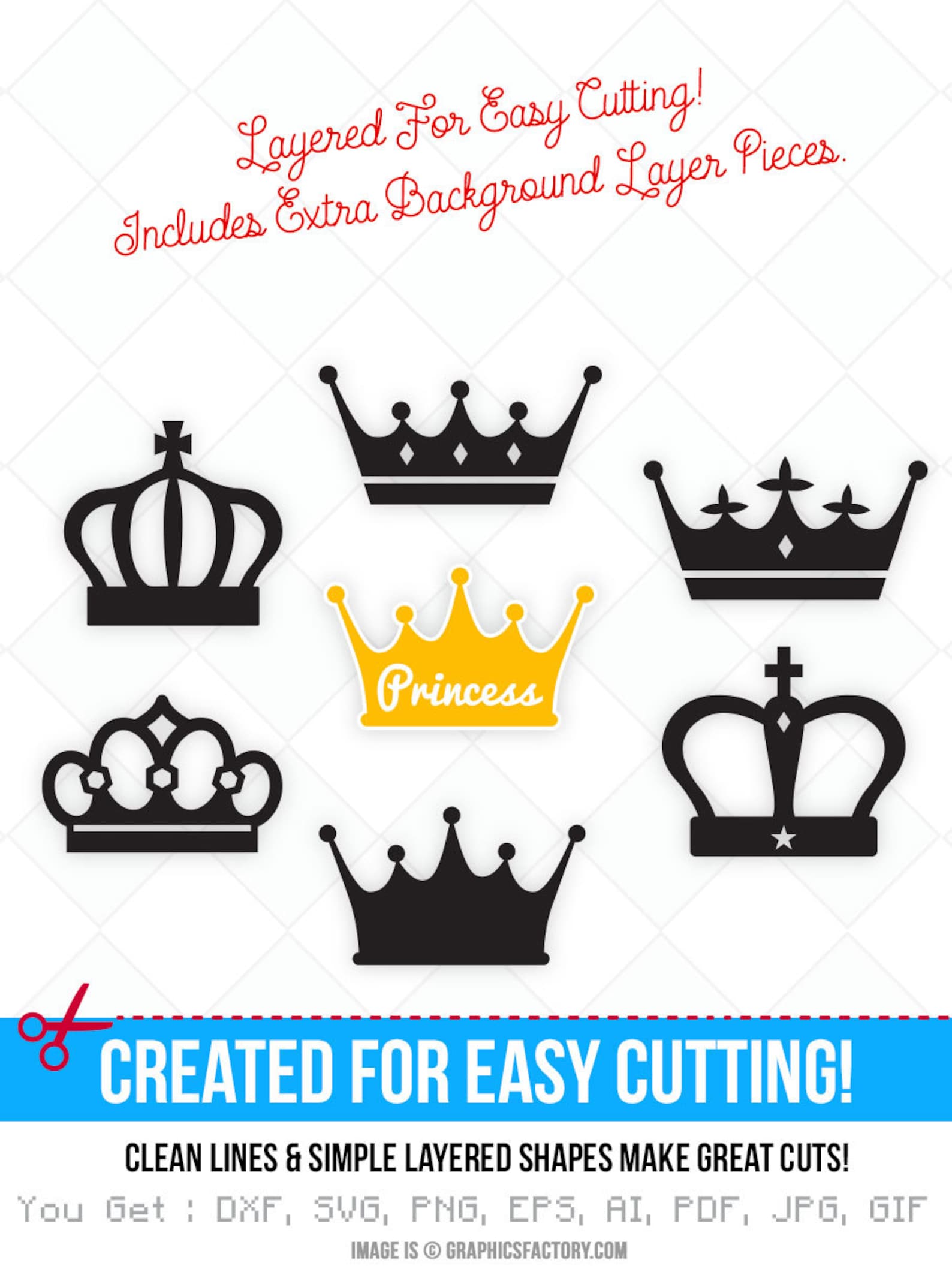 Crown svg crown dxf princess crown svg jpg png eps ai | Etsy