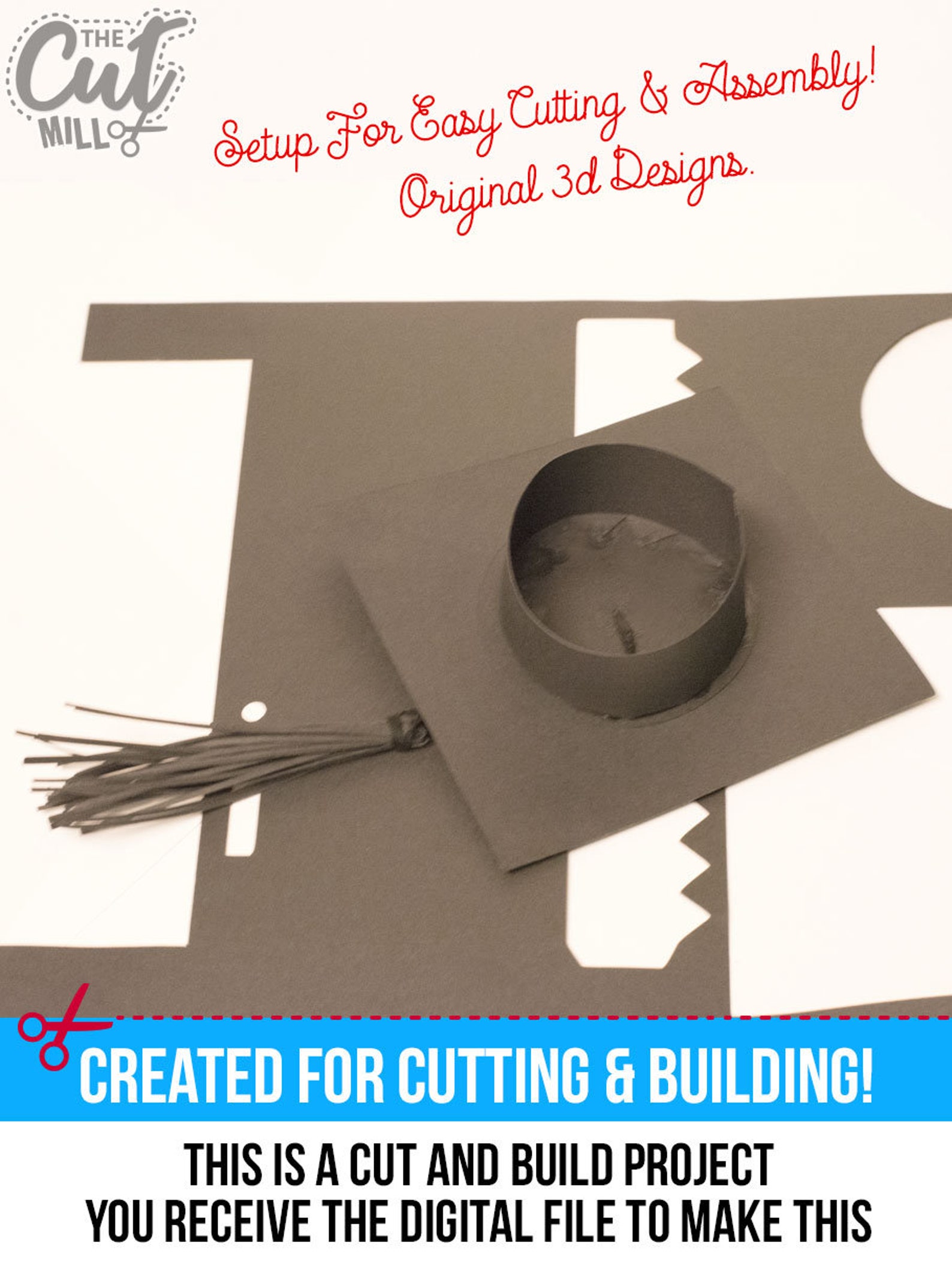 Graduation Cap and Tassel 3d Svg Template, 3d Dxf, Original Svg Cutting ...