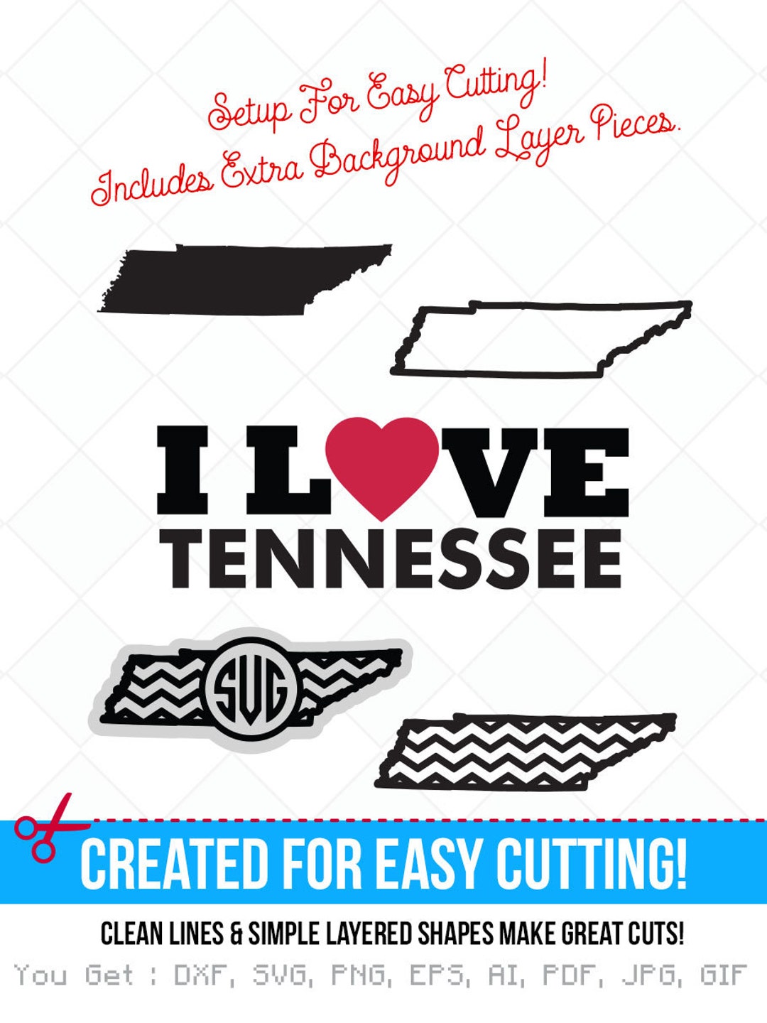 Tennessee Svg, I Love Tennessee Dxf, State Svg, Jpg, Png, Eps, Ai ...