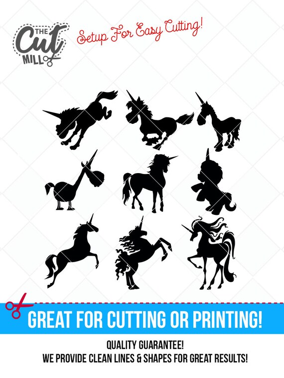 Svg de unicornio unicornios de dxf svg paquete jpg png | Etsy