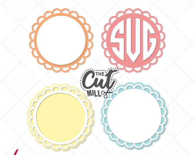 Scalloped Monogram Svg, Scalloped Circle Svg, Svg Designs, Cut Files ...