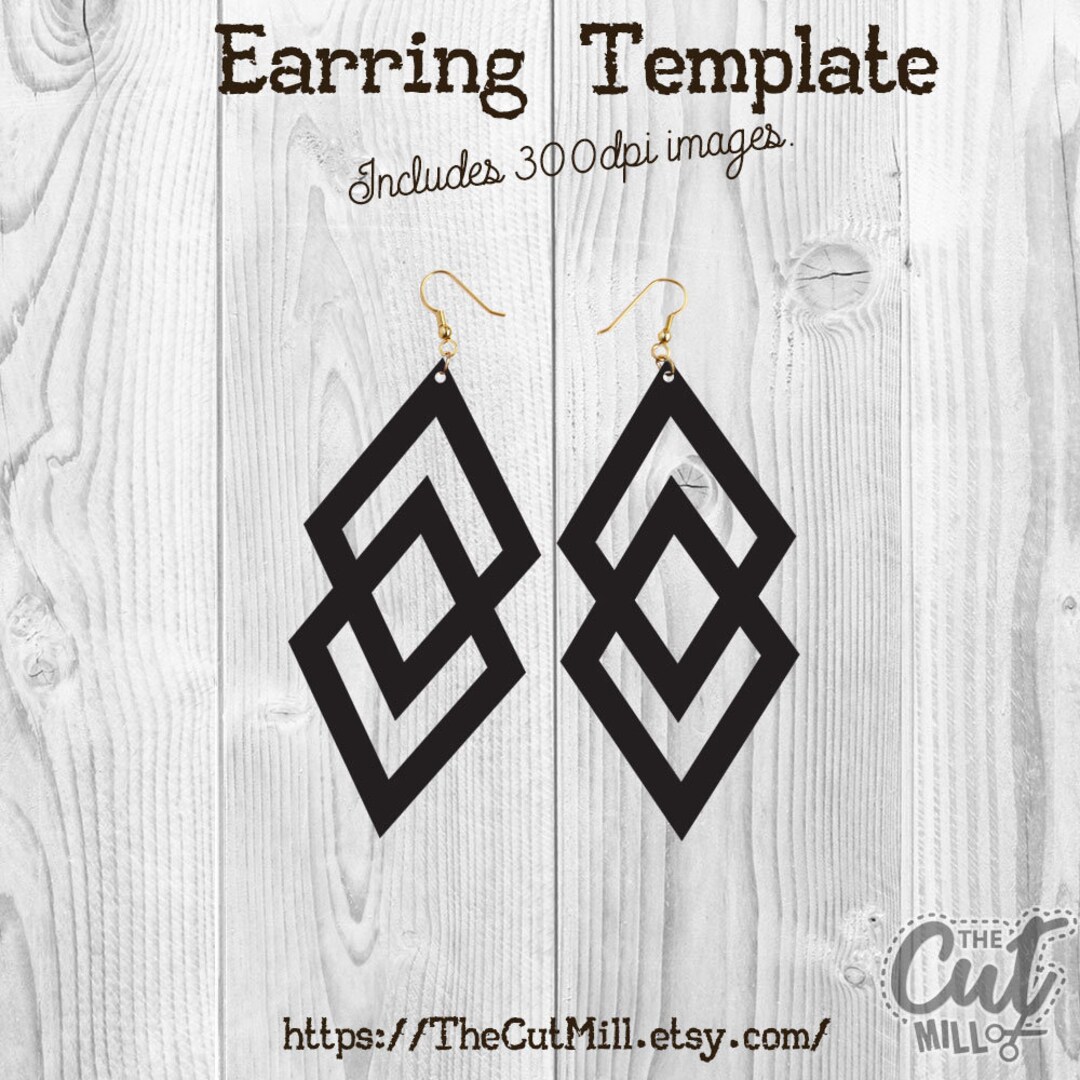 Double Diamond Earring Template SVG File Leather Earring - Etsy