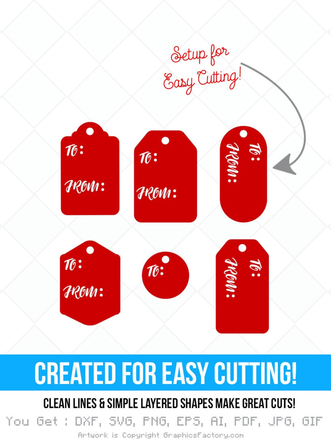 Gift Tag SVG, Present Name Tags DXF, Cutting Files, Clipart, Printable ...