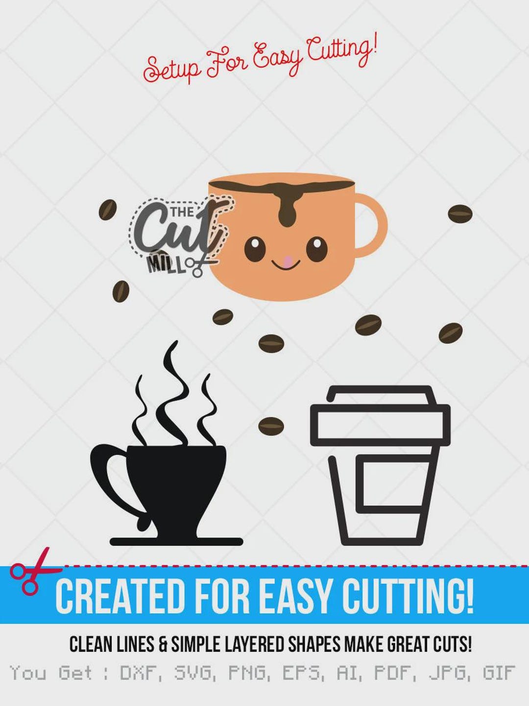 Coffee Svg, Coffee Dxf, Food Svg, Jpg, Png, Digital Stamps, Cutting ...