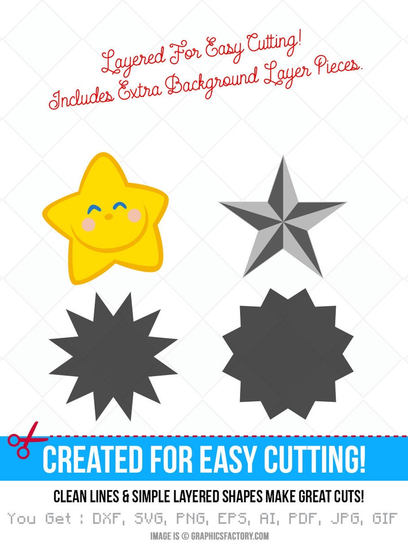 Stella svg, stelle DXF, file di taglio, clipart, frecce stampabili ...