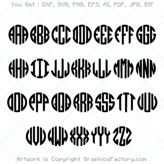 Svg Monogram font Files svg initials SVG Cut Files svg | Etsy