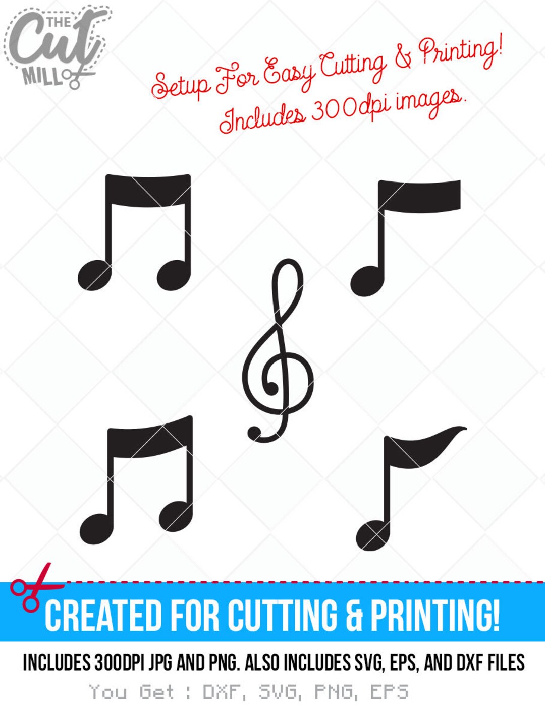 Music Notes Svg, Music Note Dxf, Treble Clef Svg, Jpg, Png, Eps, Ai ...