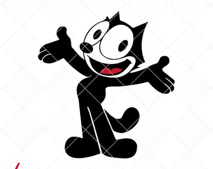 Felix the Cat Svg File, Vintage Cartoon Cat Clipart, DXF, SVG Cutting ...