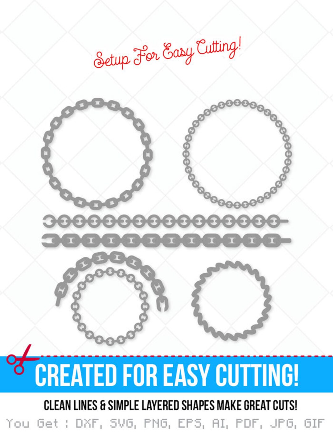 Chain Frame Svg, Chain Border Dxf, Chain Bundle Svg, Jpg, Png, Eps, Ai ...