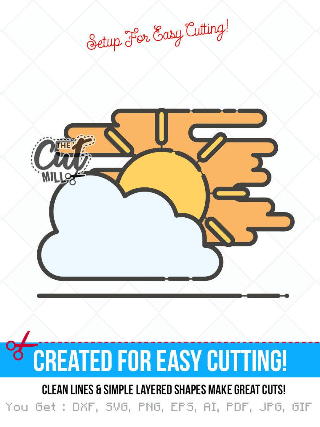 Sunny Weather Tape Svg Partly Cloudy Dxf Sun Png Eps Ai - Etsy