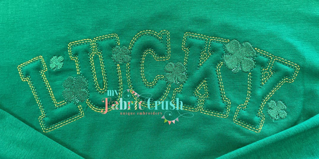 St. Patrick's Day Lucky Embossed 3D Reverse Puff Foam Embroidery Design ...