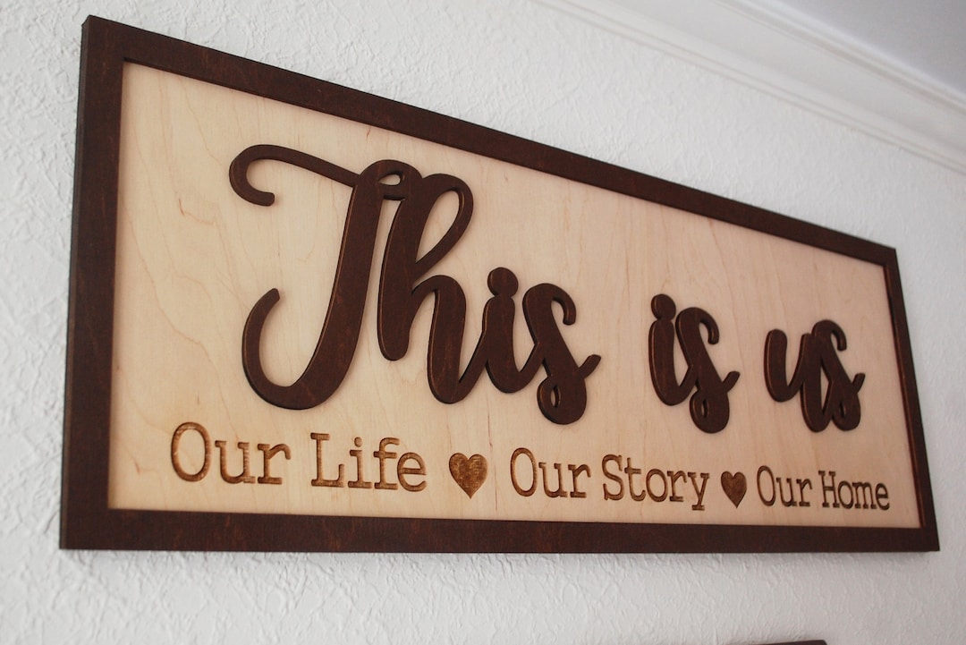 Wooden Framed Sign Wall Art, Large Family Sign Wall Decor, This is Us ...