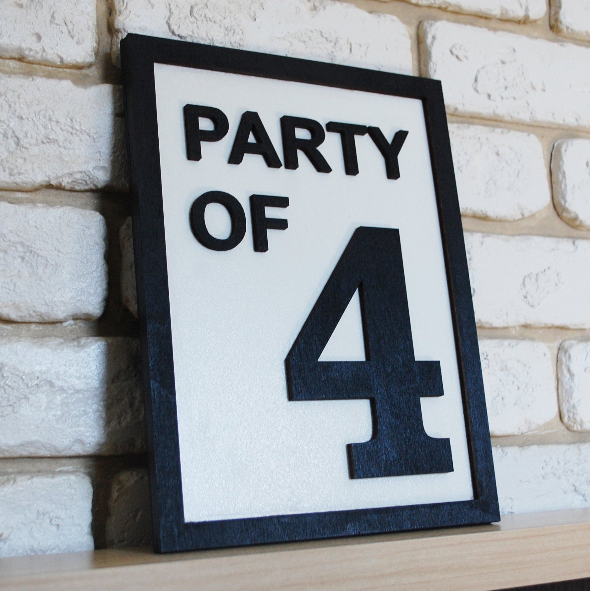 Party of Number Sign Framed Wood 3D Family Number Sign - Etsy