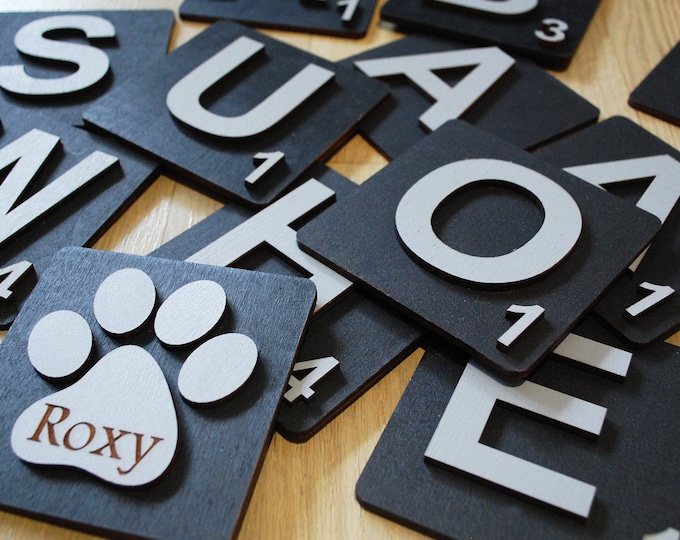 Large Wood Scrabble Tile Wall Art, 5.5" or 3.5" Letters, Family Decor ...