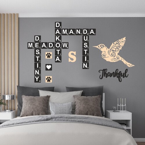 Paw Prints Scrabble Tiles Wall Art Wooden - Etsy