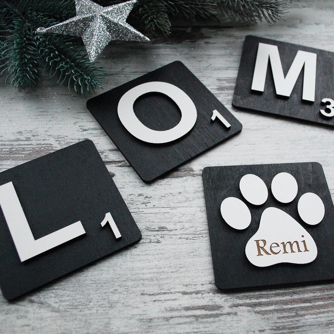 4x4 Inch Wood Scrabble Tiles Wall Art, Family Names Scramble Letters ...