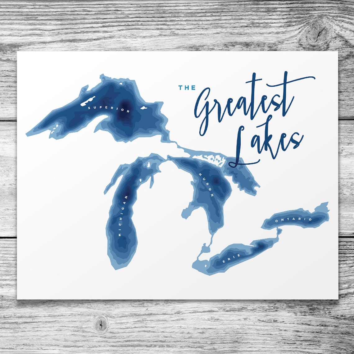 The Greatest Lakes "depth Map" Poster - 14x11 - Etsy