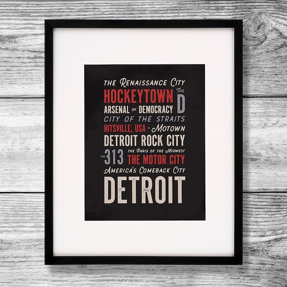 Detroit City Nicknames Poster 11x14 | Etsy