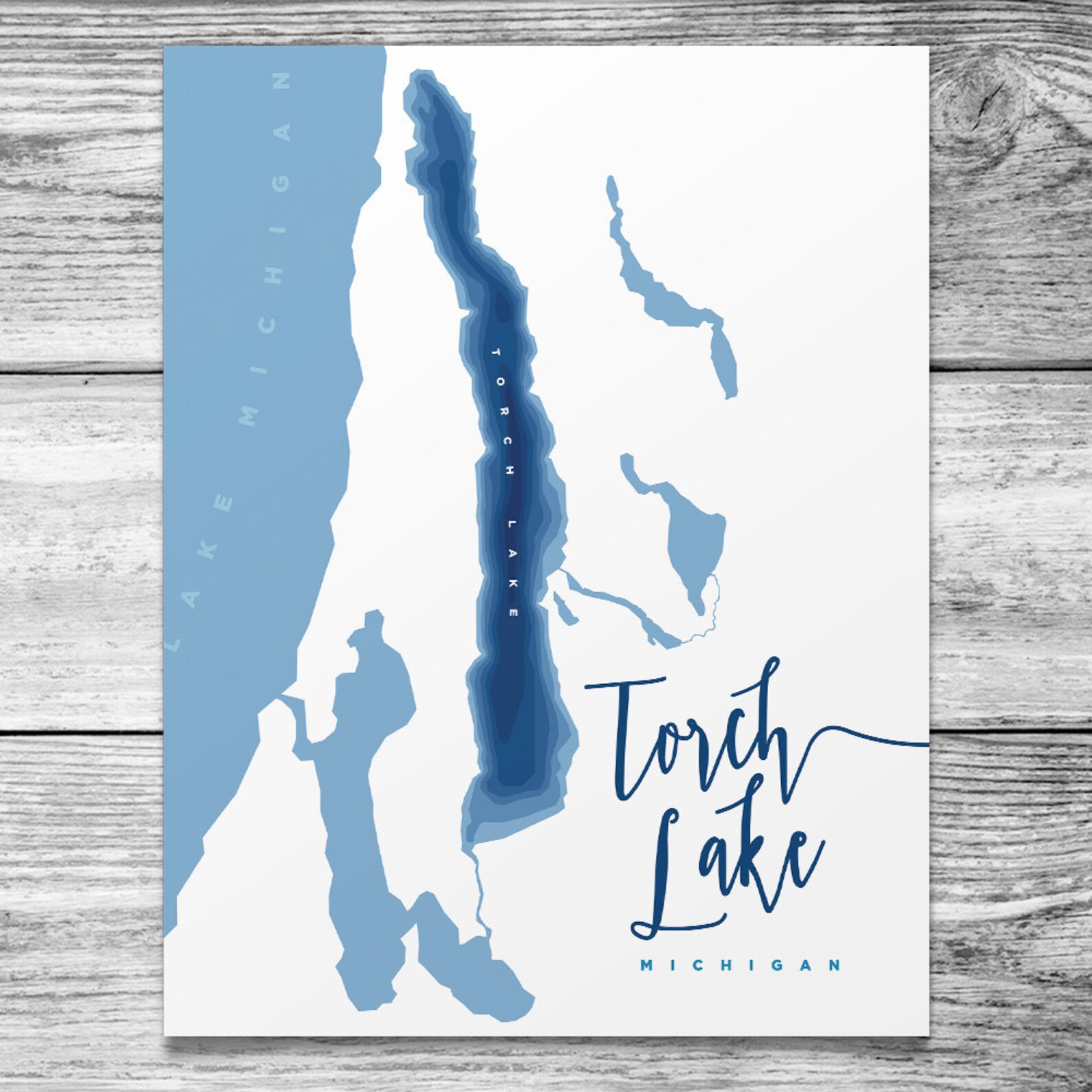 Torch Lake "depth Map" Poster - 11x14 - Etsy