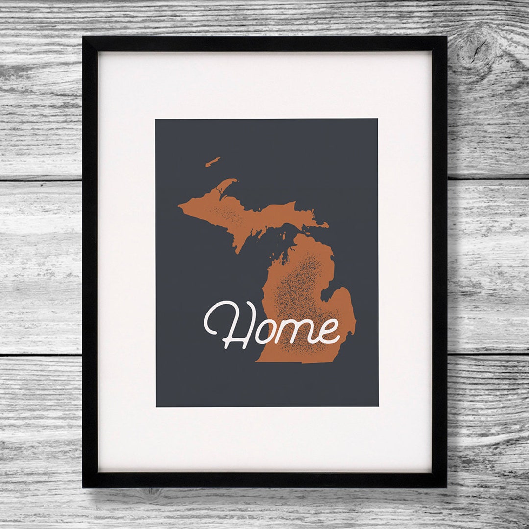 Home Map: Michigan - 11x14 Digital Poster - Etsy