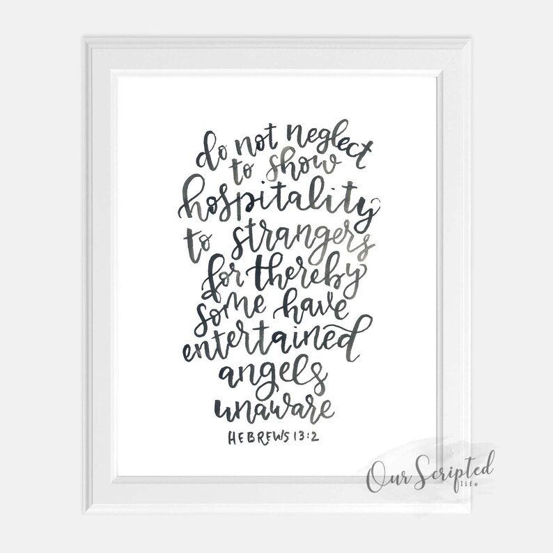 Hebrews 13:2 Entertaining Angels. Lettered. Watercolor. Inspirational ...