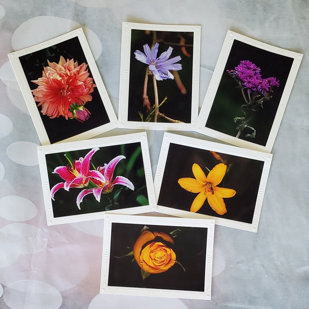 6 Photo Flower Note Cards With Matching Envelopes - Etsy