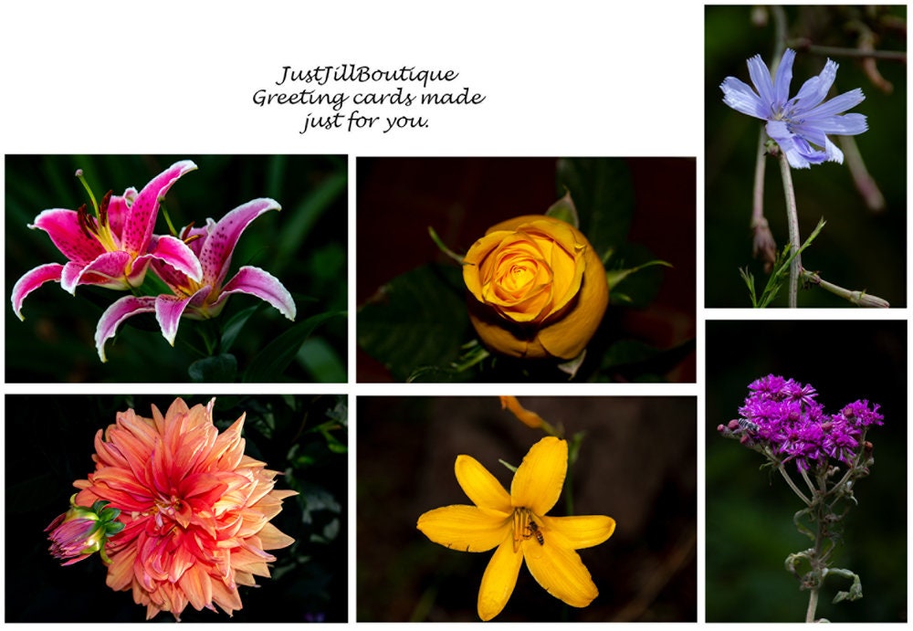 6 Photo Flower Note Cards With Matching Envelopes - Etsy