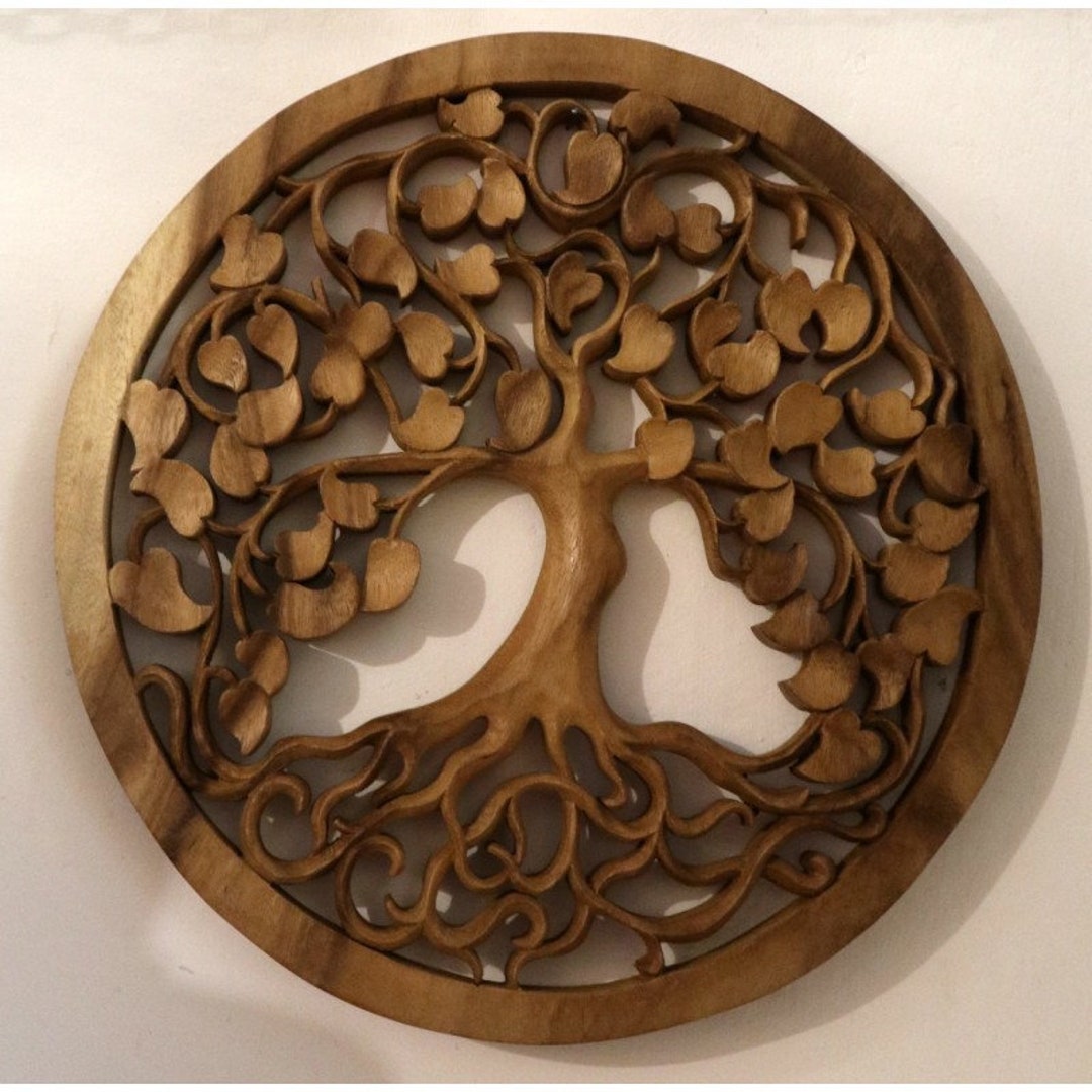 Tree of Life Square Panel in Hand-perforated Solid Suar Wood - Etsy