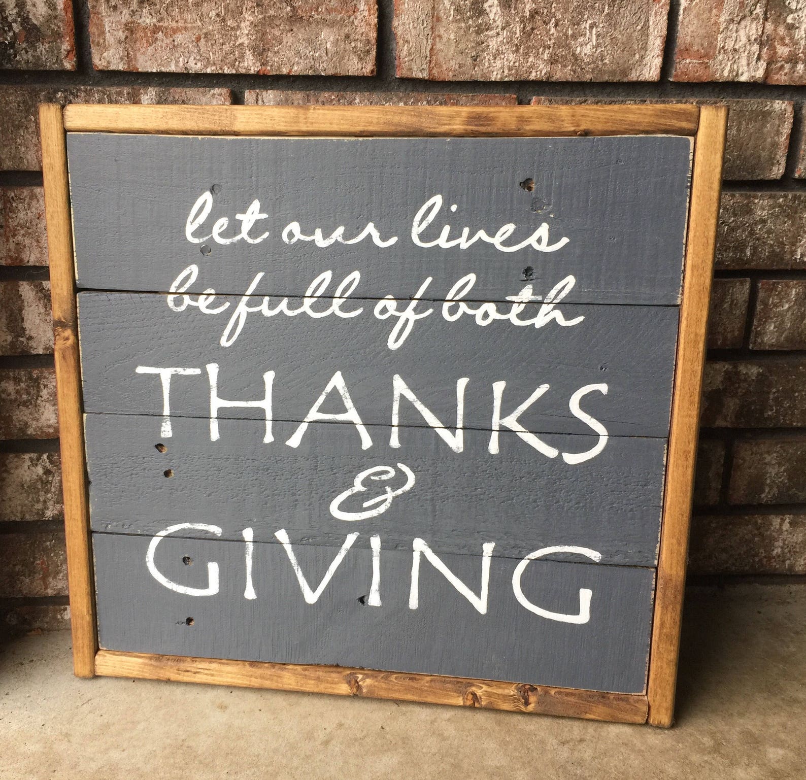 Thanks and Giving Wooden Sign/framed Rustic Wooden Sign/thanks and ...