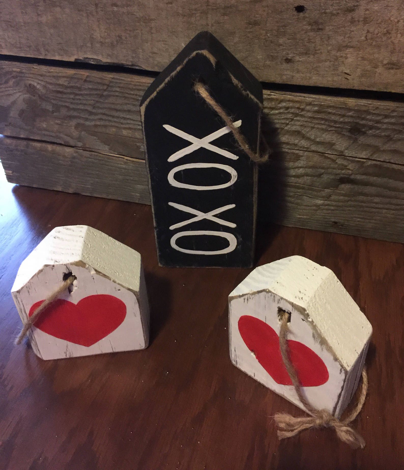 Valentine's Day Wooden Tags/3 Pc Valentine's Day Block - Etsy