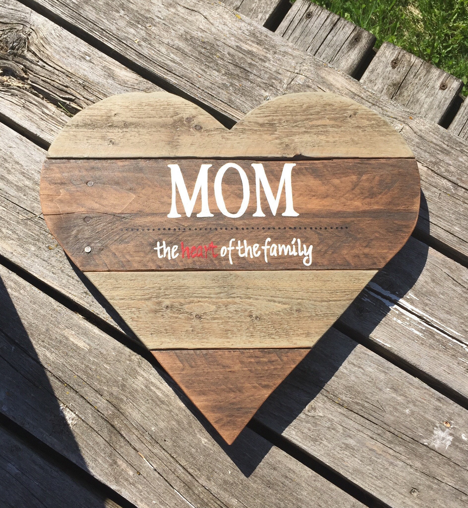 Mom Heart Sign / Mom Heart of the Family Sign / Valentine's Day Gift ...