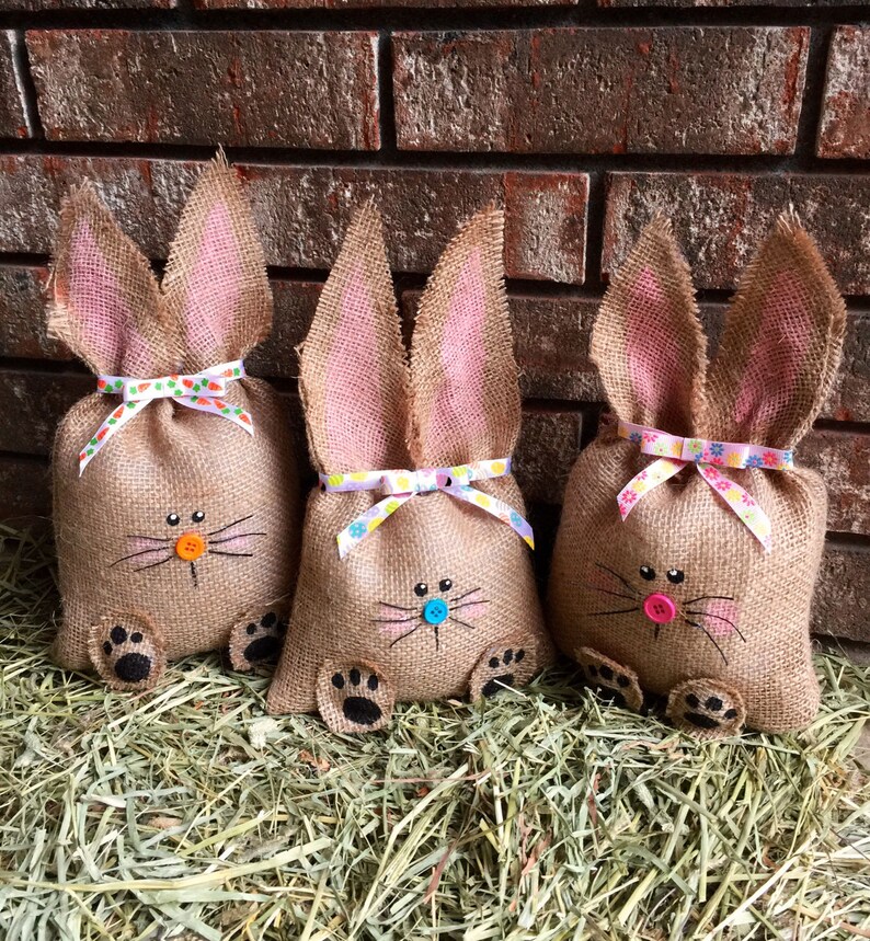 Handmade Burlap Bunny / Easter Bunny / Easter Decor / Spring - Etsy
