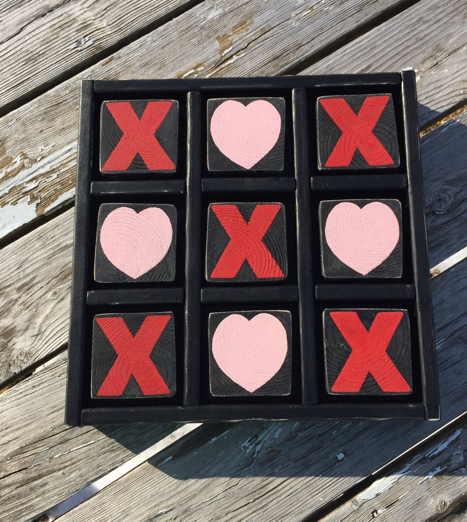 Large Wooden Tic Tac Toe Game/Valentine's Day Tic Tac Toe | Etsy