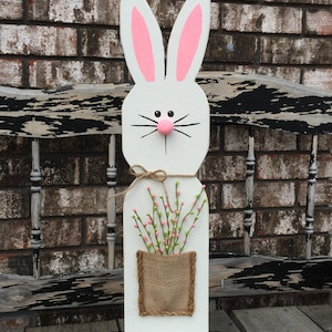 White Wooden Bunny Stand / Wooden Easter Bunny / Spring Decor / Easter ...