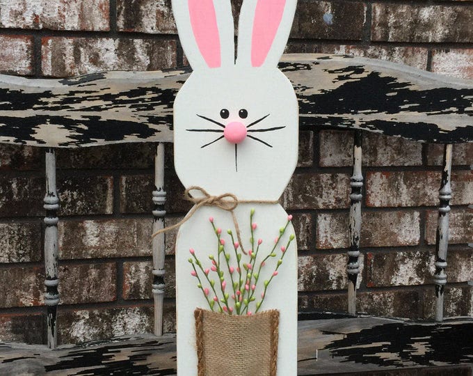 White Wooden Bunny Stand / Wooden Easter Bunny / Spring Decor / Easter ...