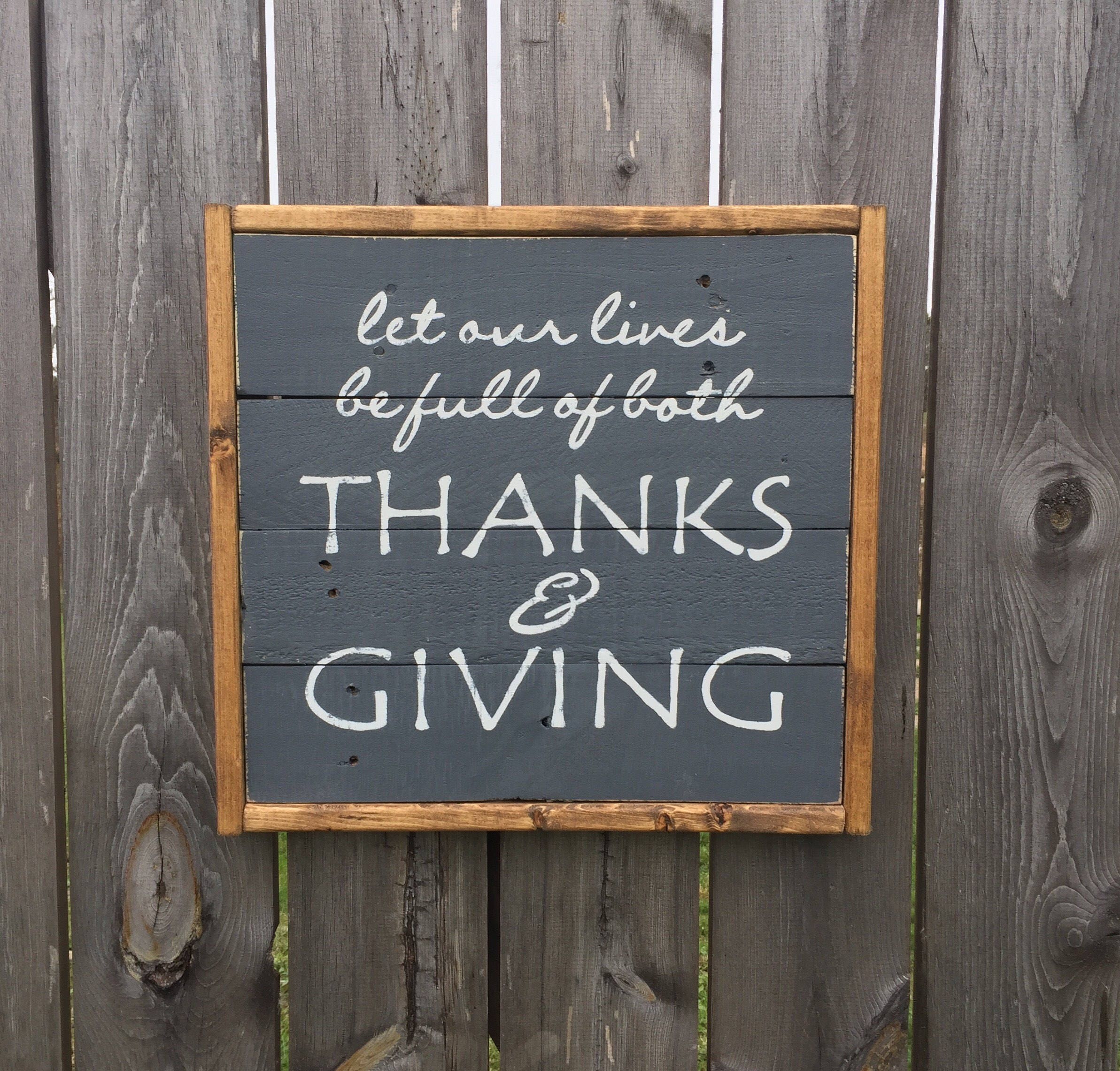 Thanks and Giving Wooden Sign/framed Rustic Wooden Sign/thanks | Etsy