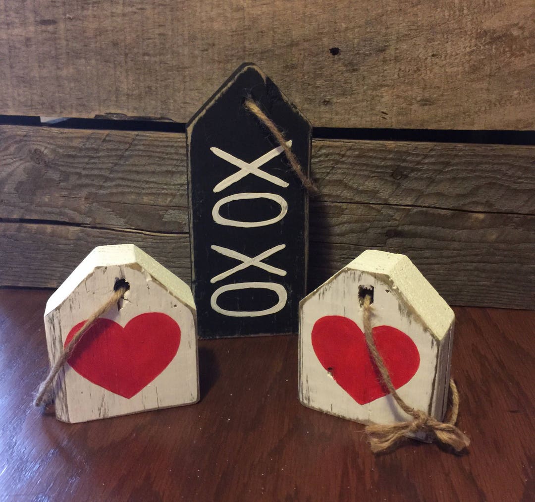 Valentine's Day Wooden Tags/3 Pc Valentine's Day Block Set/valentine's ...