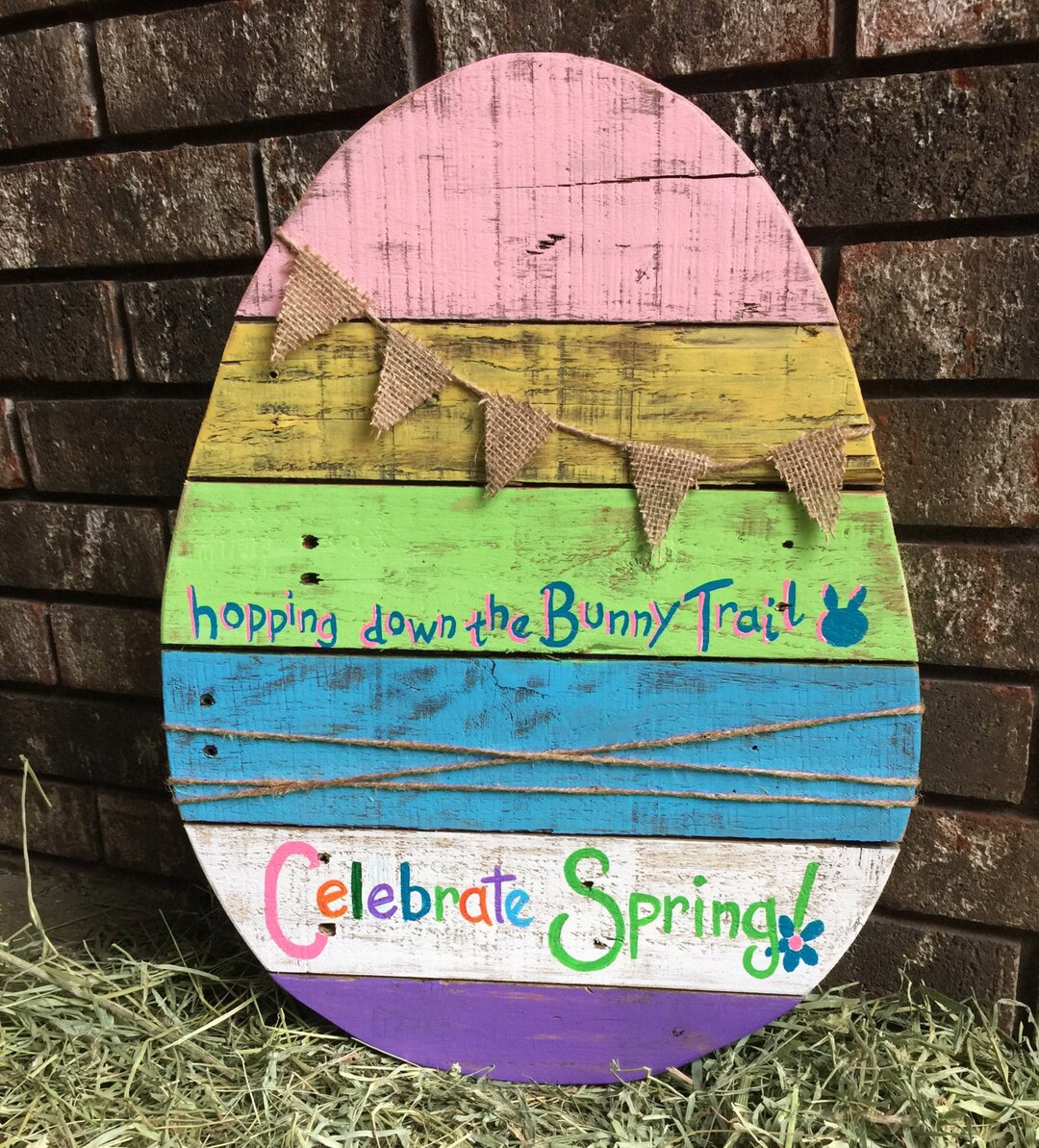 Celebrate Spring Pallet Wood Egg Sign / Easter Sign / Egg Sign / Spring ...