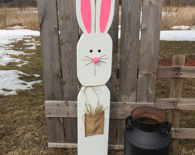 Large White Wooden Bunny Stand/large Wooden Easter Bunny/spring Decor ...