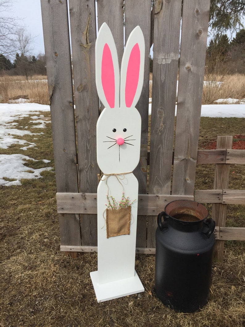 Large White Wooden Bunny Stand/large Wooden Easter Bunny/spring Decor ...