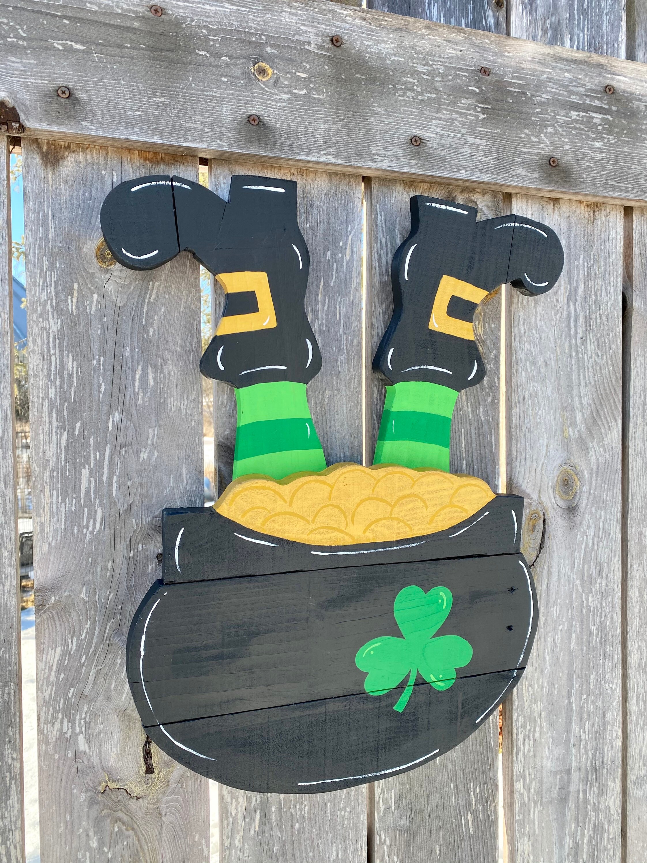 St Patricks Day Leprechaun Pot of Gold Door Hanger/wooden Pot - Etsy