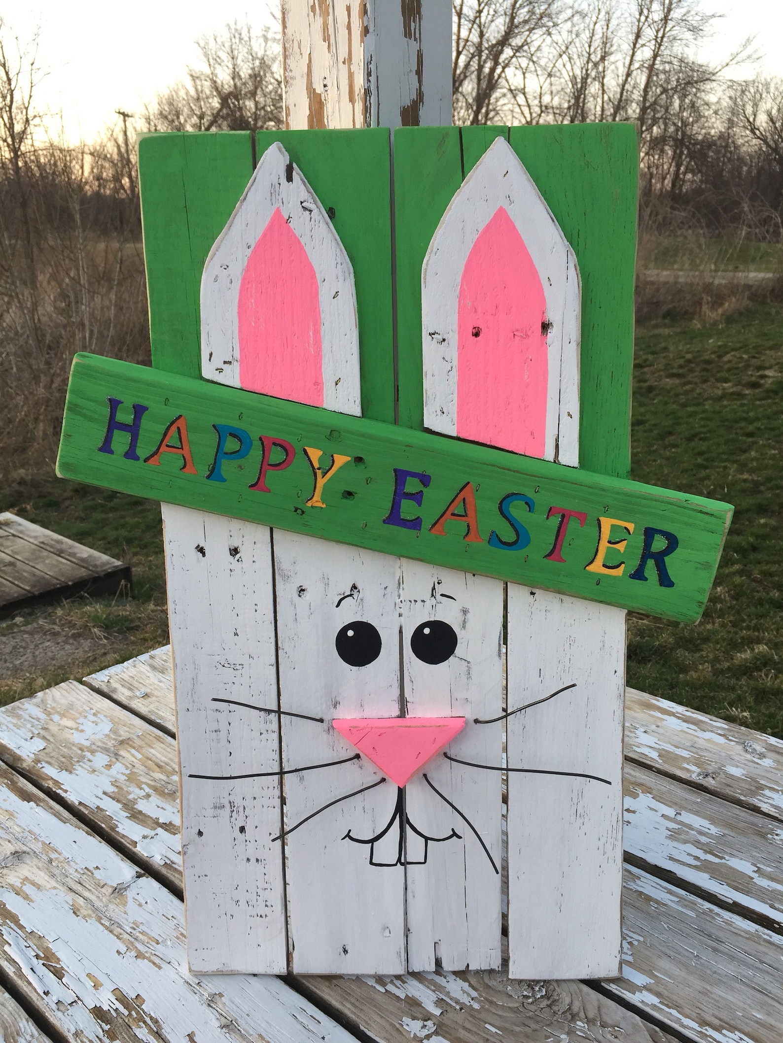 Happy Easter Bunny Wooden Sign/easter Sign/bunny Sign/wooden | Etsy