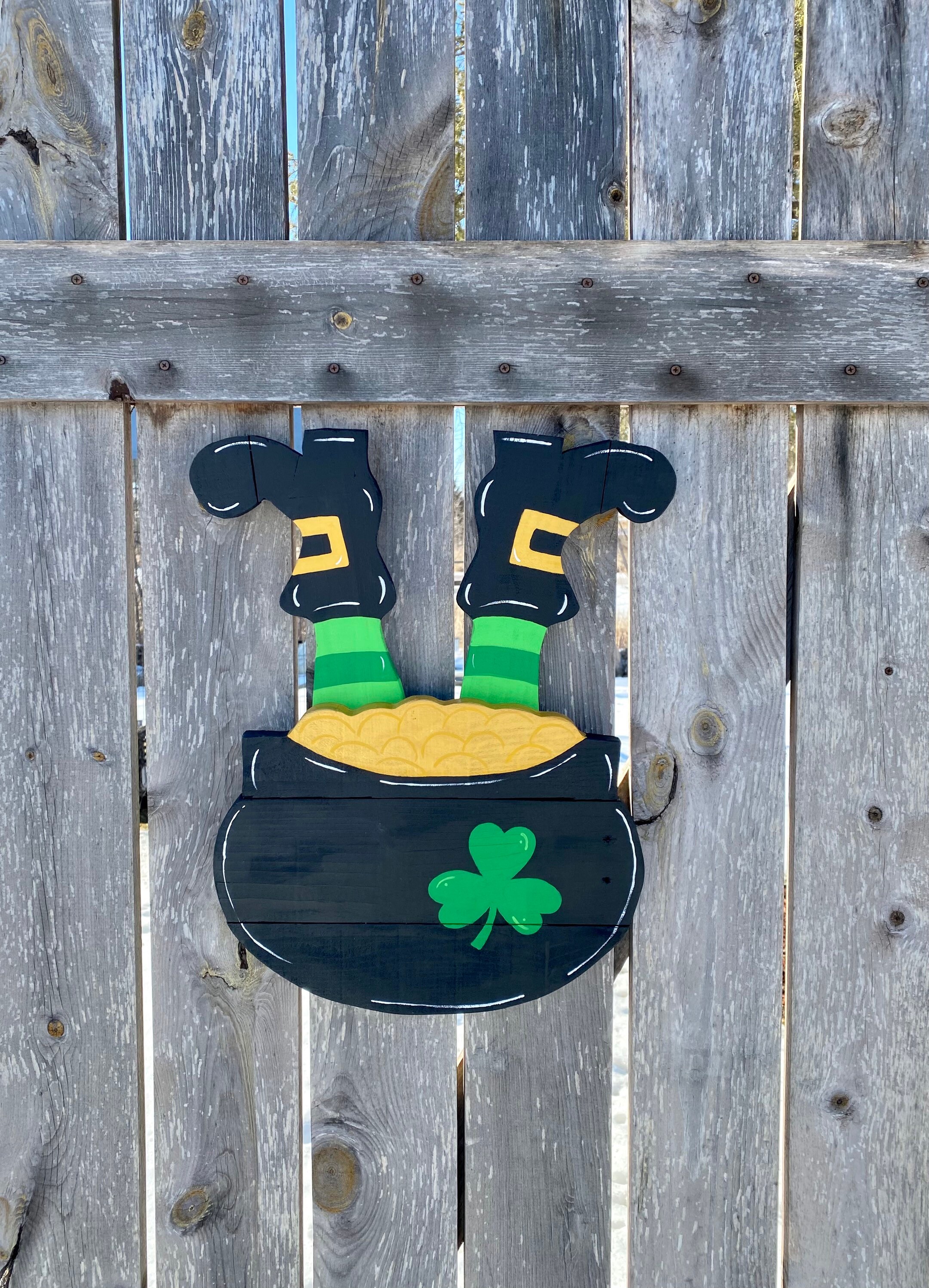 St Patricks Day Leprechaun Pot of Gold Door Hanger/wooden Pot - Etsy