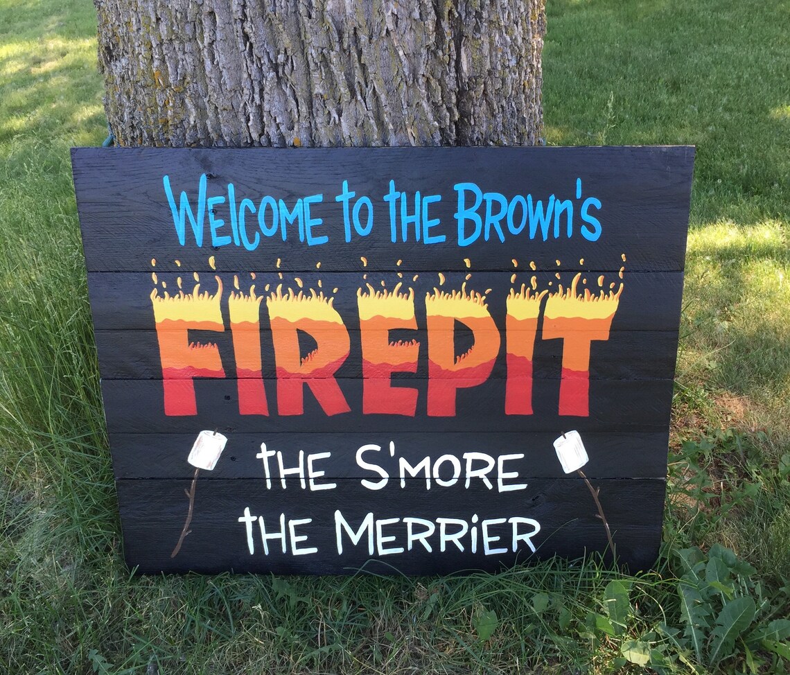 Large Outdoor Personalized Firepit Sign/wooden Outdoor Sign - Etsy