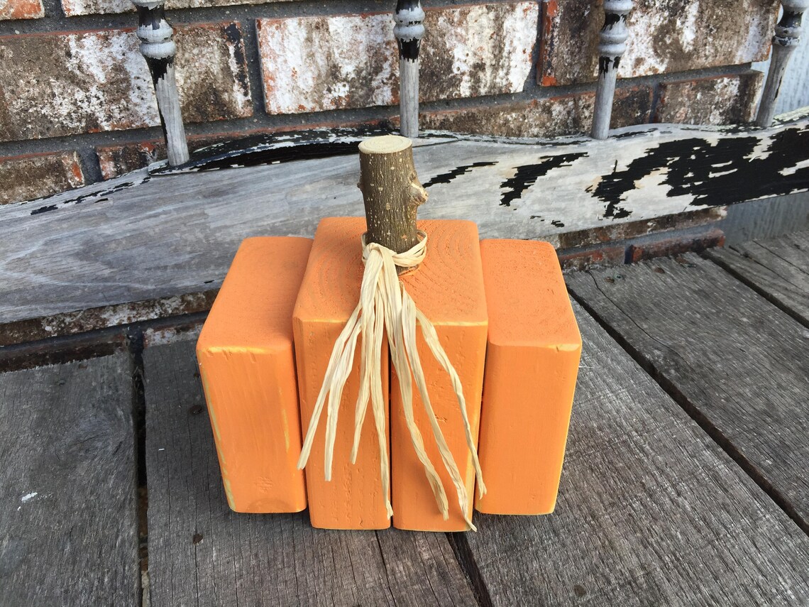 Wooden Block Pumpkin / Wooden Pumpkin / Fall Decor / Halloween | Etsy