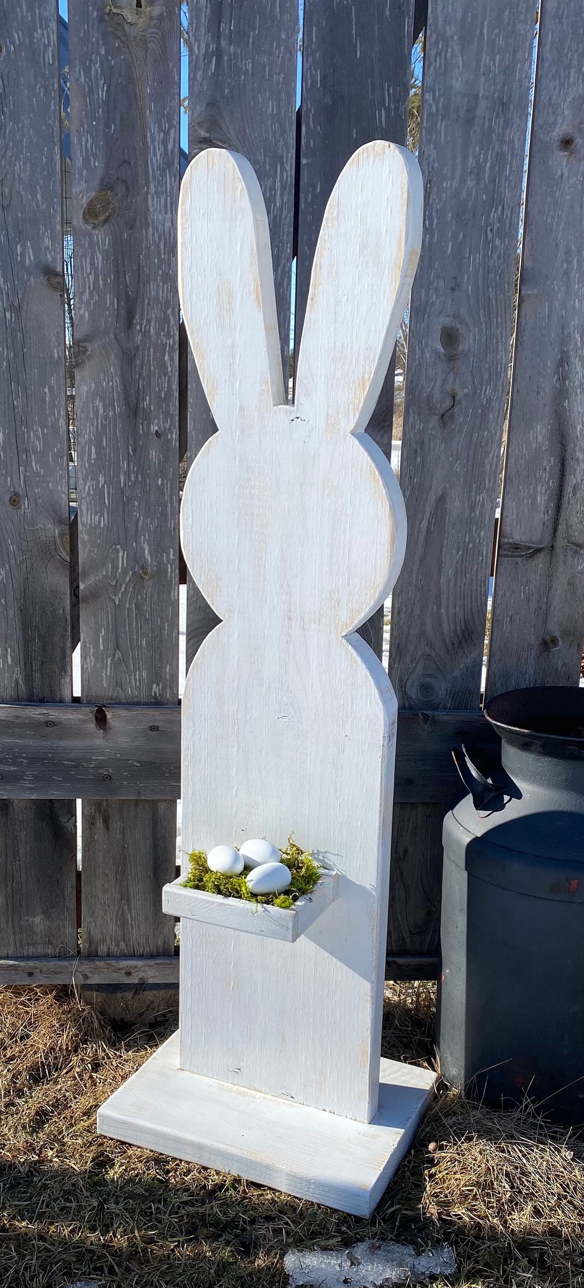 Large Wooden Bunny Stand/outdoor Decor/easter Bunny/wooden - Etsy